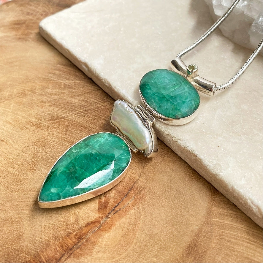 Emerald Quartz & Pearl Necklace - Amrita– Kalapriya Jewellery | For ...