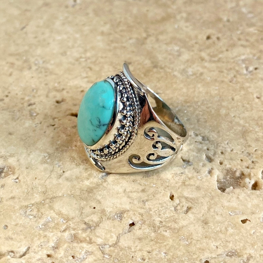 Turquoise Oval Gemstone Ring - Jali– Kalapriya Jewellery | For Lovers ...