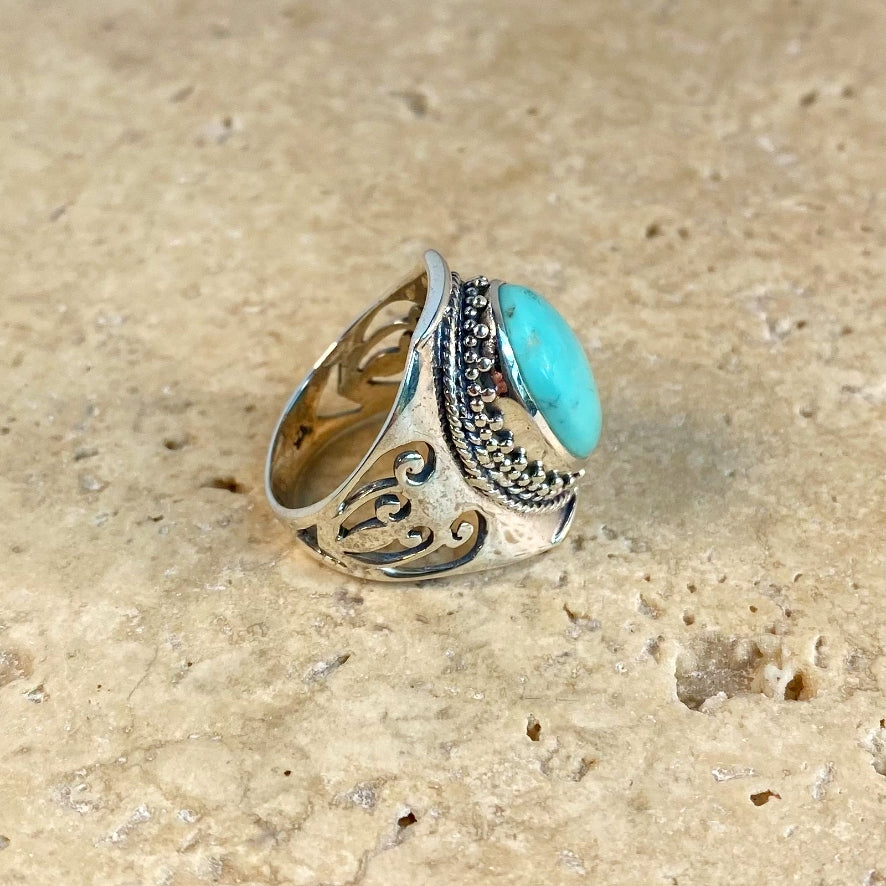 Turquoise Oval Gemstone Ring - Jali– Kalapriya Jewellery | For Lovers ...