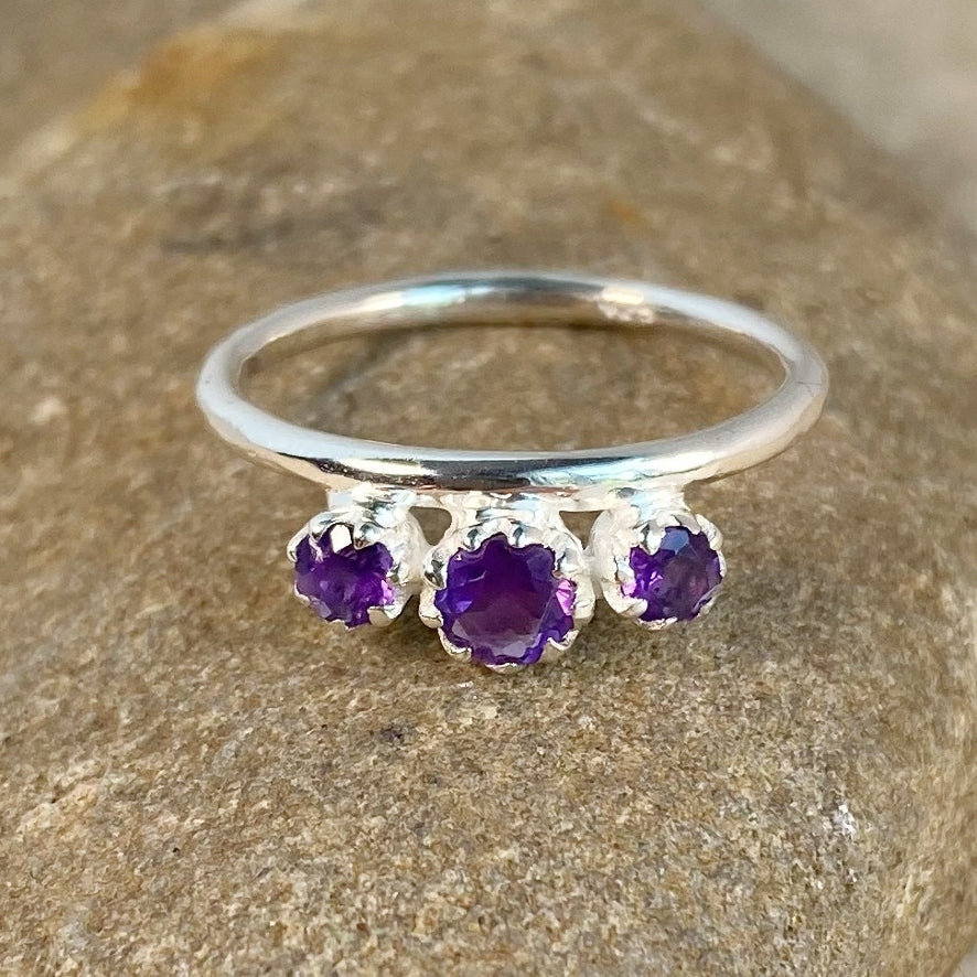 Amethyst Triple Gem Ring - Trinity– Kalapriya Jewellery | For Lovers of ...